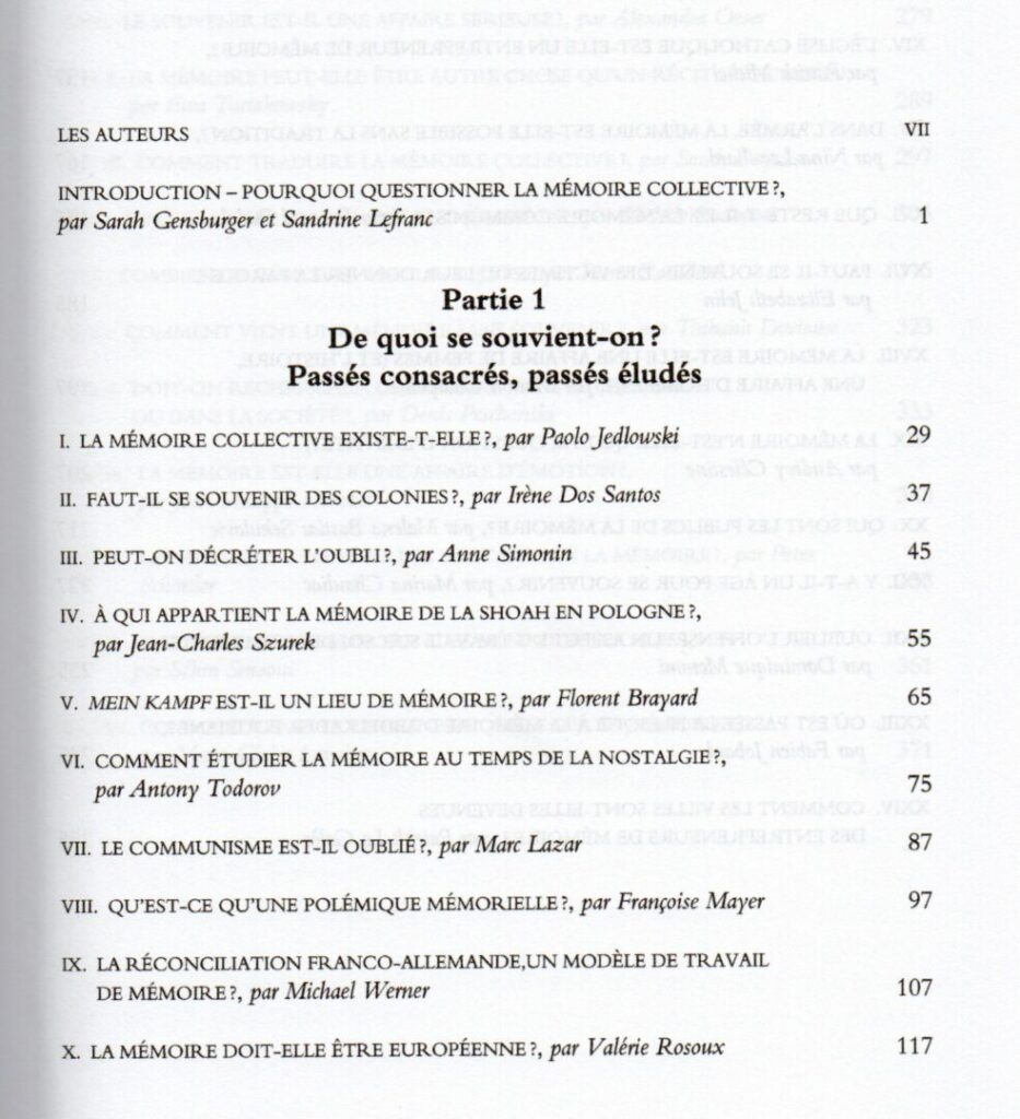 La mémoire collective en question(s) - La Cliothèque